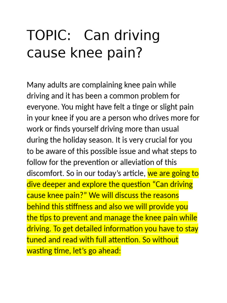 Knee Pain Relief for Drivers | PDF | Knee | Joint