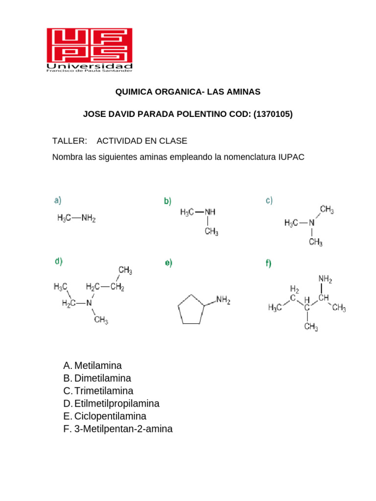 Nomenclatura de Aminas en Química Orgánica | PDF