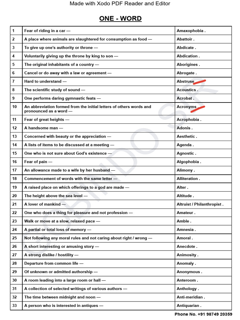 Vocabulary Terms and Definitions List | PDF