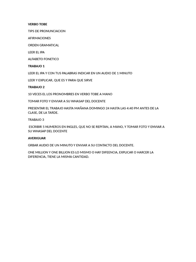 Clase 1 Verbo Tobe 1 (1) | PDF