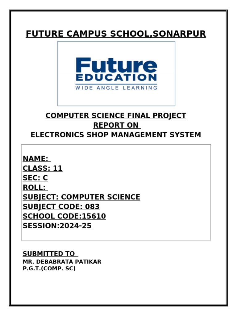 Electronics Shop Management System Report | PDF