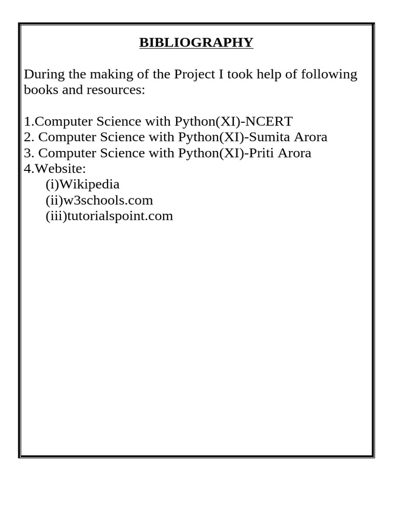 Python Project Bibliography Resources | PDF