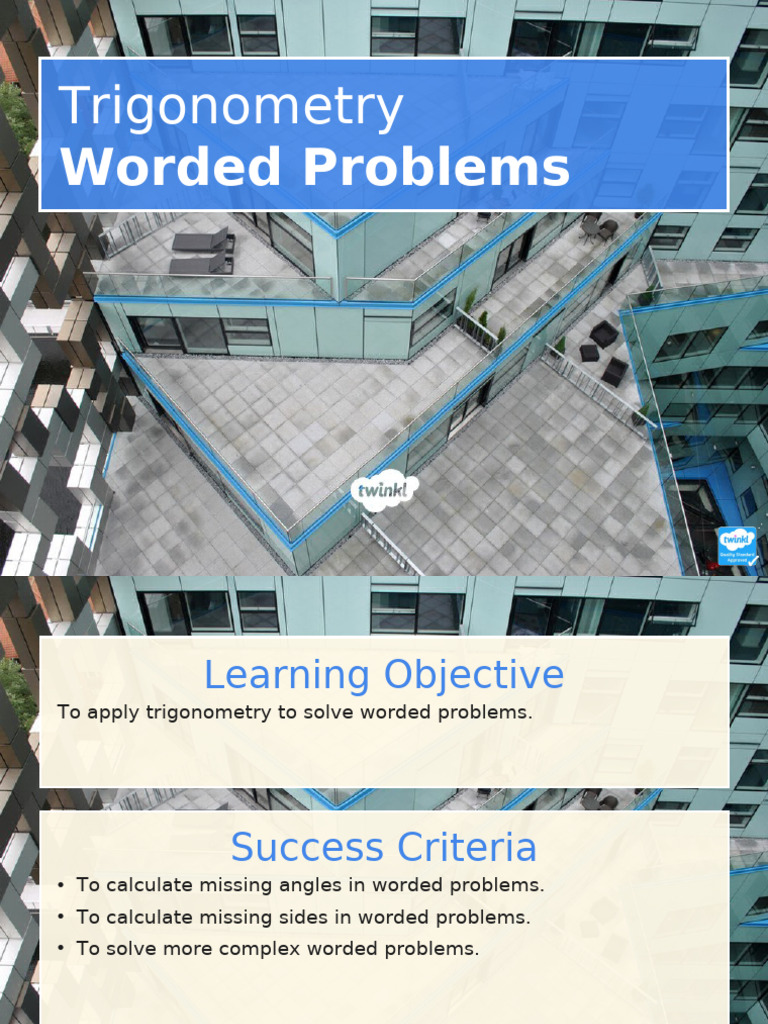 Trigonometry Worded Problems Presentation | PDF | Trigonometry | Euclidean Geometry
