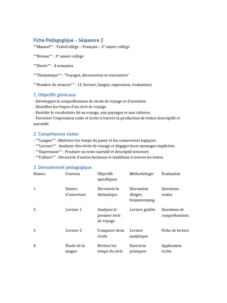 Introduction au Voyage en 3ème | PDF | Pédagogie | Apprentissage