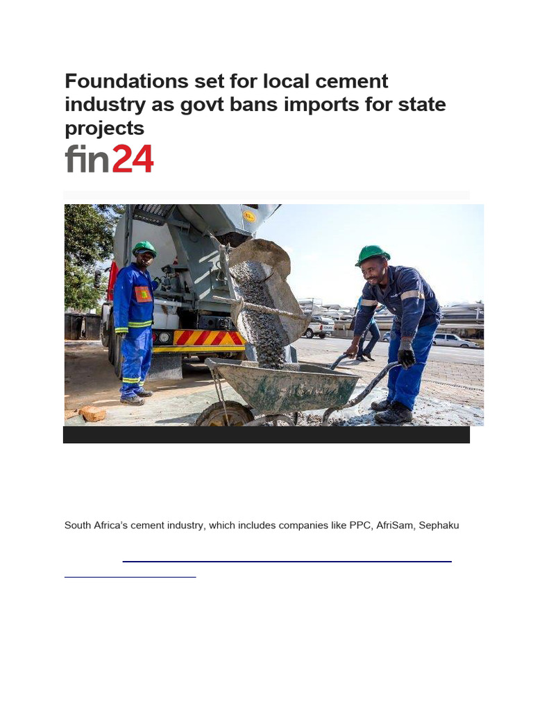 Local Cement Industry Boosted by Import Ban | PDF