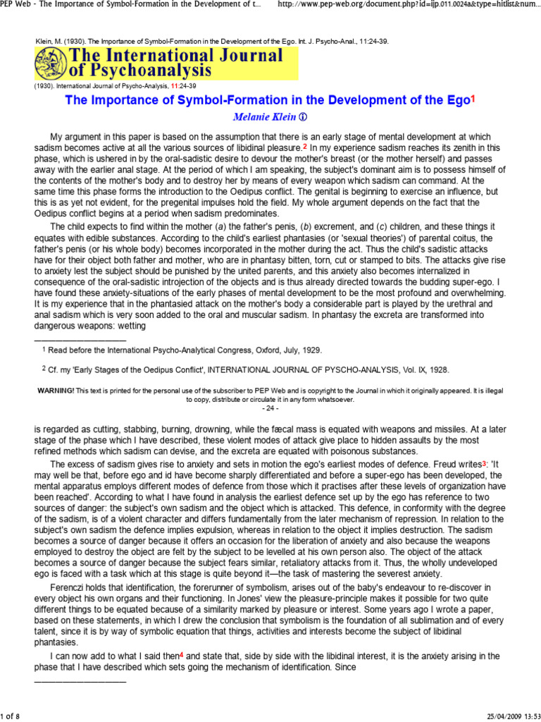 Symbol-Formation and Ego Development | PDF | Schizophrenia | Psychosis