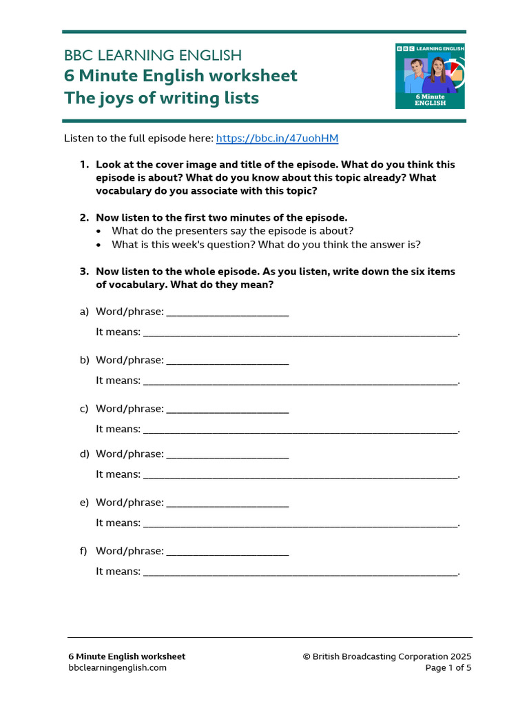 The Joys of Writing Lists | PDF | Human Communication | Learning
