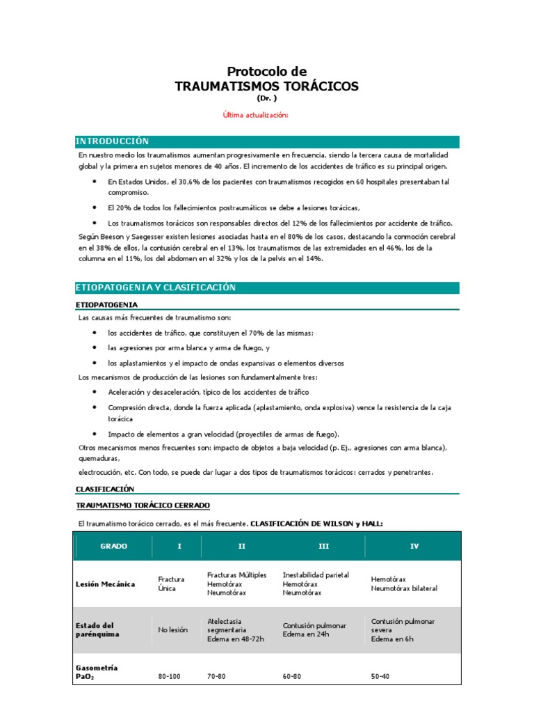 Protocolo Torax | PDF | Lesión | Tórax