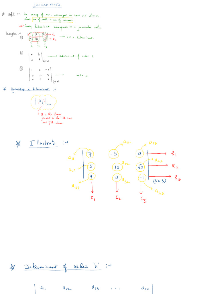 Class 12 - Determinants (Complete) | PDF