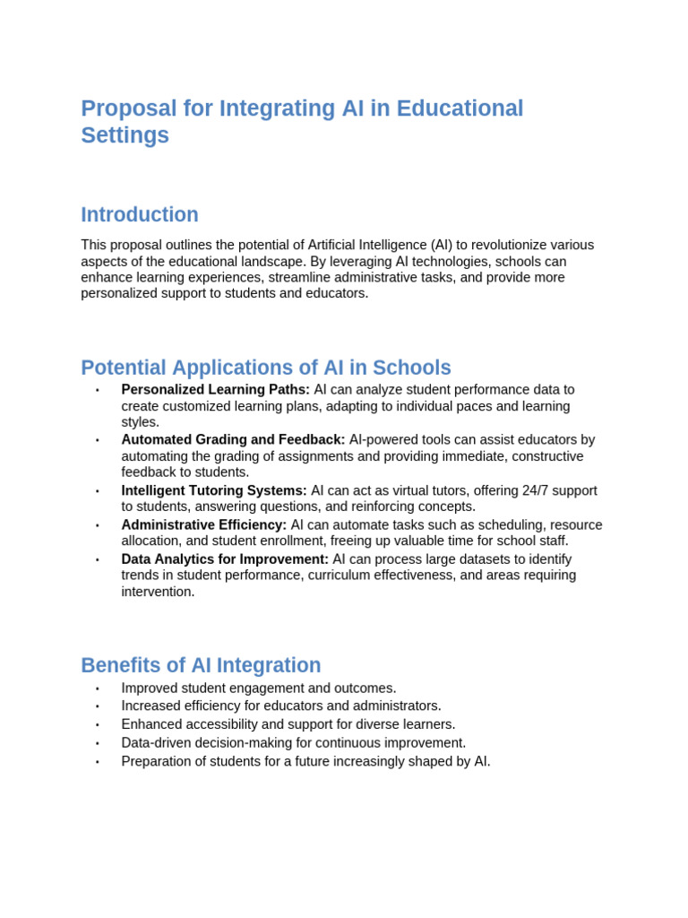 AI Use in Schools Proposal | PDF