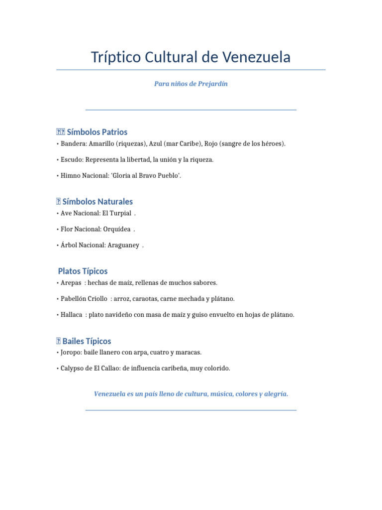 Triptico Venezuela | PDF