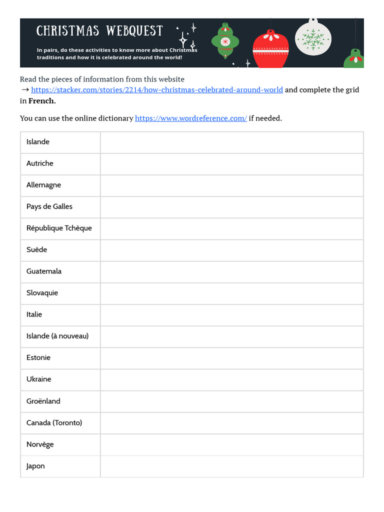 Christmas Webquest | PDF