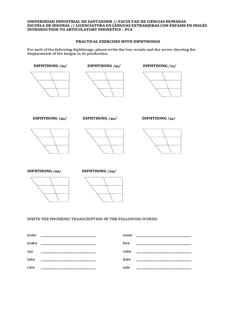 Diphthong Phonetics Exercises | PDF | Phoneme | Languages