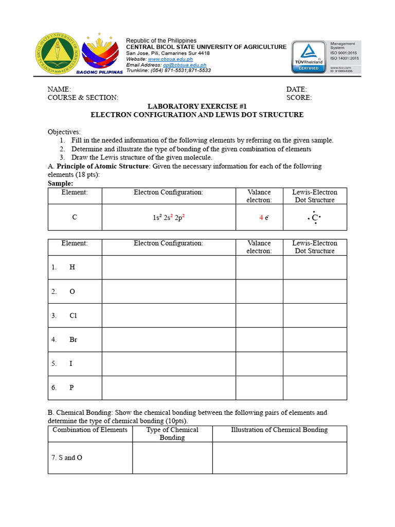 Laboratory Exercise on Electron Configuration | PDF | Chemical Polarity ...