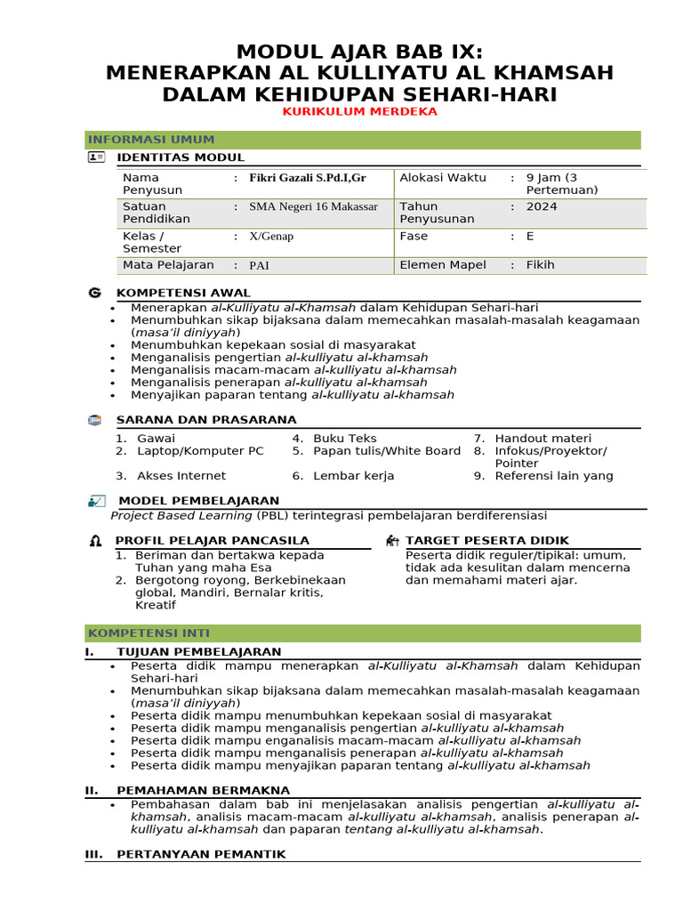 Modul Ajar Bab Ix PMM | PDF