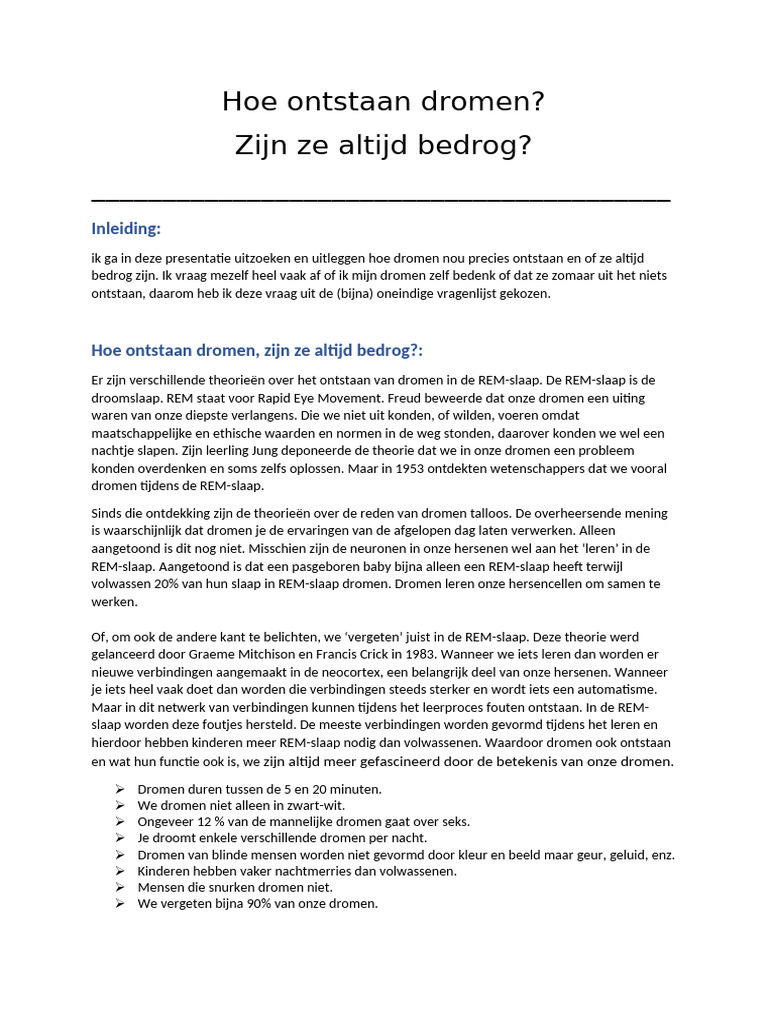 Hoe Ontstaan Dromen | PDF