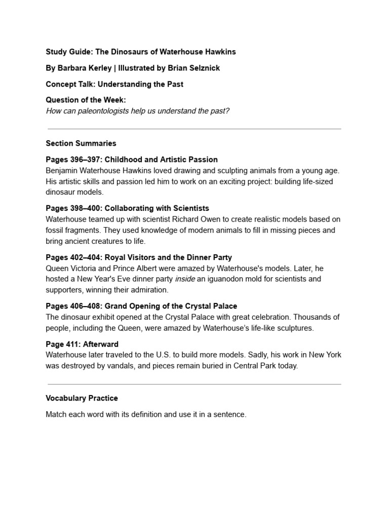 READING - The Dinosaurs of Waterhouse Hawkins | PDF