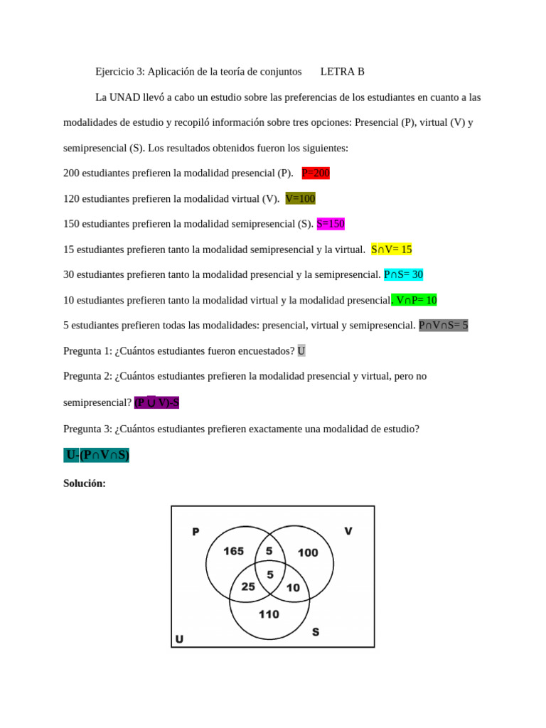 Solucion Ejercicio 3 Punto B Aplicacion de La Teoria de Conjuntos | PDF