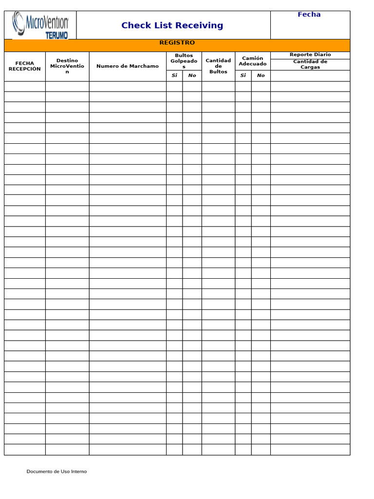Check List Receiving | PDF
