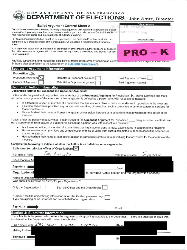 Prop k - Official Pro Redacted | PDF