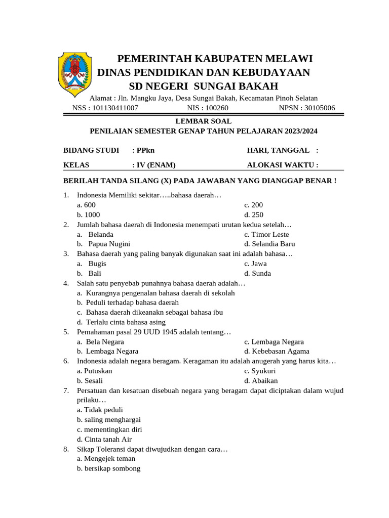 Soal PPKN | PDF