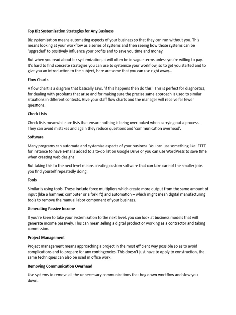 Effective Business Systemization Tips | PDF | Computing