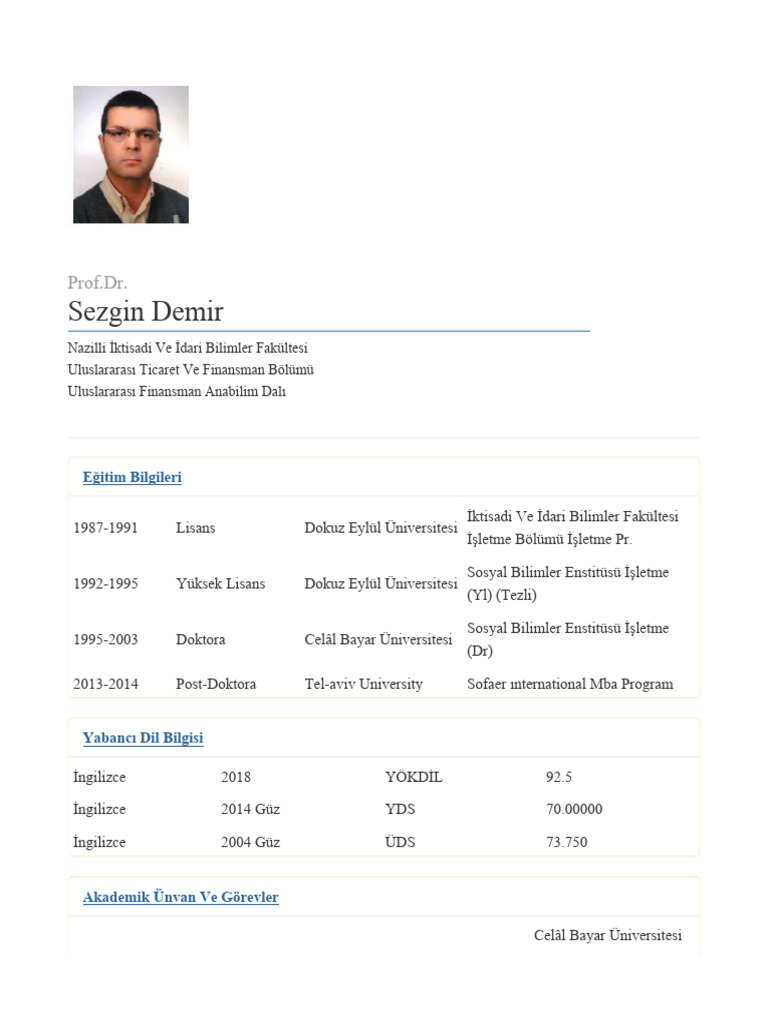 Sezgin Demir: Prof - DR | PDF
