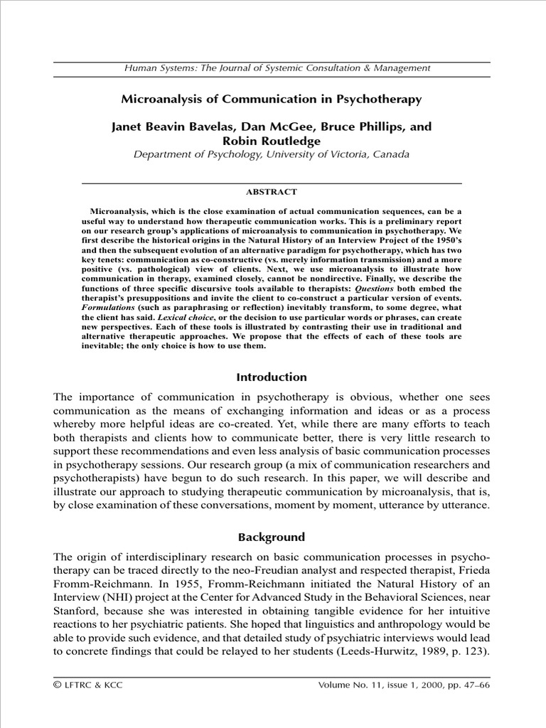 047-066_Bavelas | PDF | Psychotherapy | Communication
