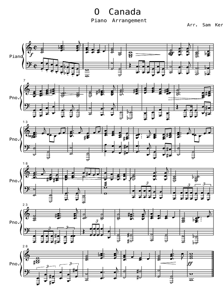 O Canada Piano Arrangement | PDF