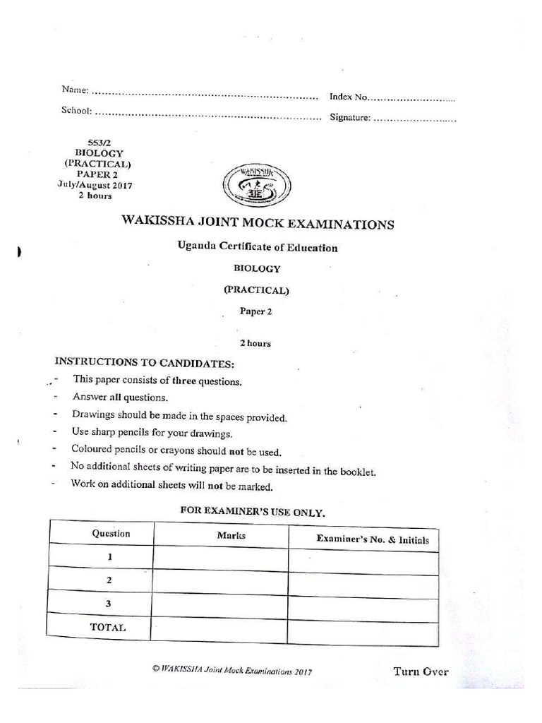 Uce Biology Practical p.2 Past Papers | PDF