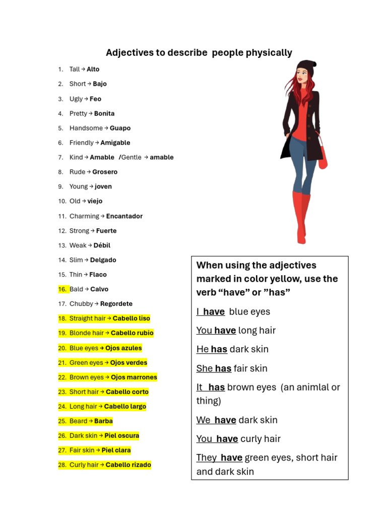 Physical Appearance Adjectives Guide | PDF