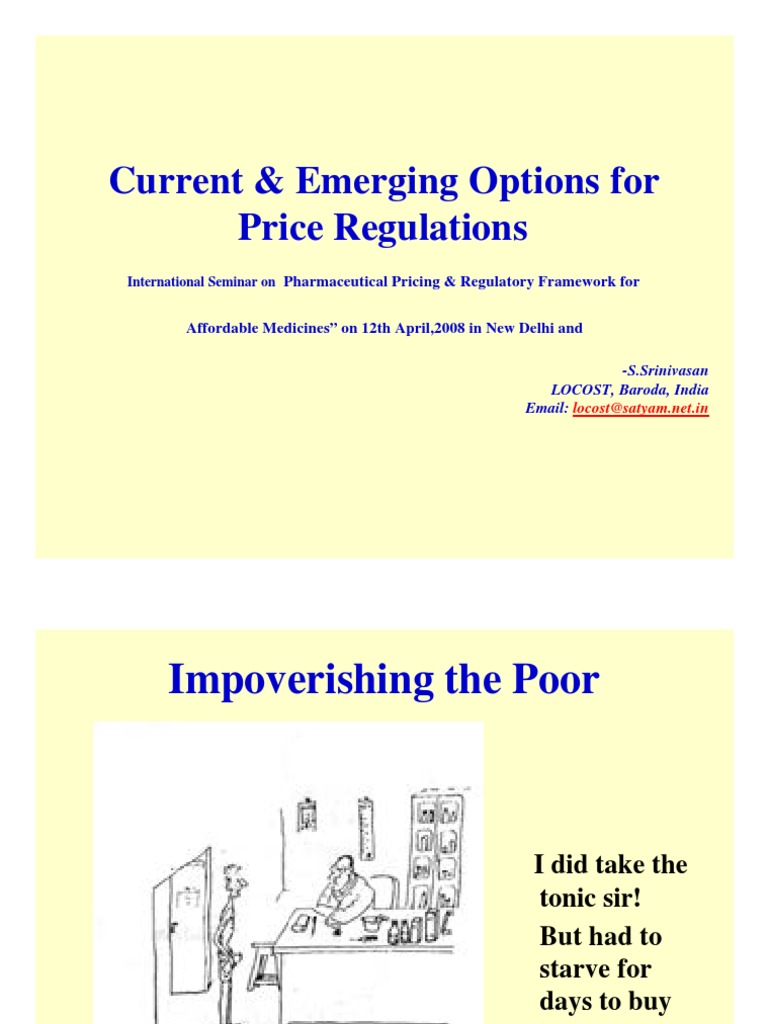 Current & Emerging Options For Price Regulations: Pharmaceutical ...