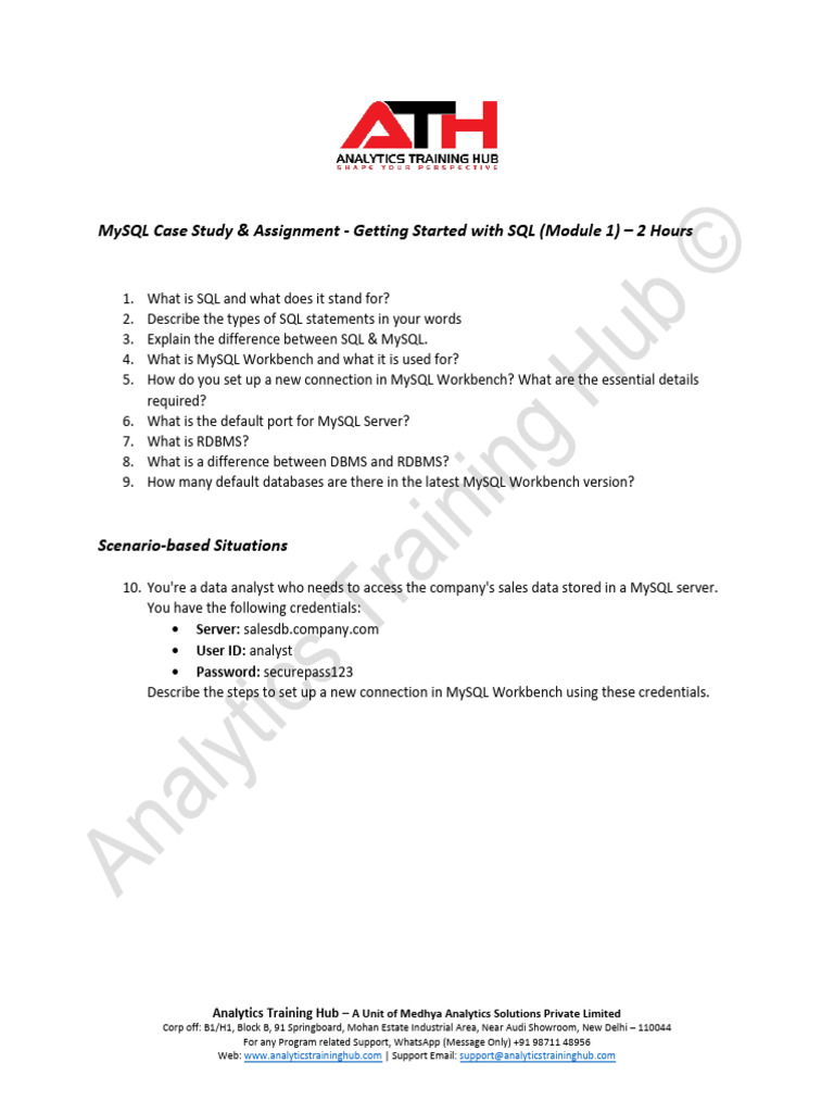 MySQL Module 1 - Case Study & Assignment | PDF