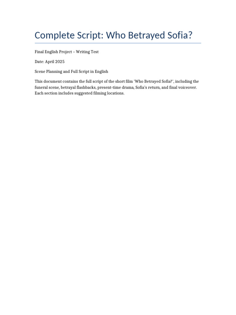 Full Script Who Betrayed Sofia English | PDF