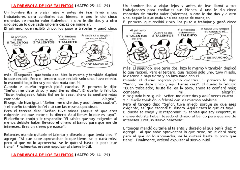 La Parábola de los Talentos: Lecciones | PDF