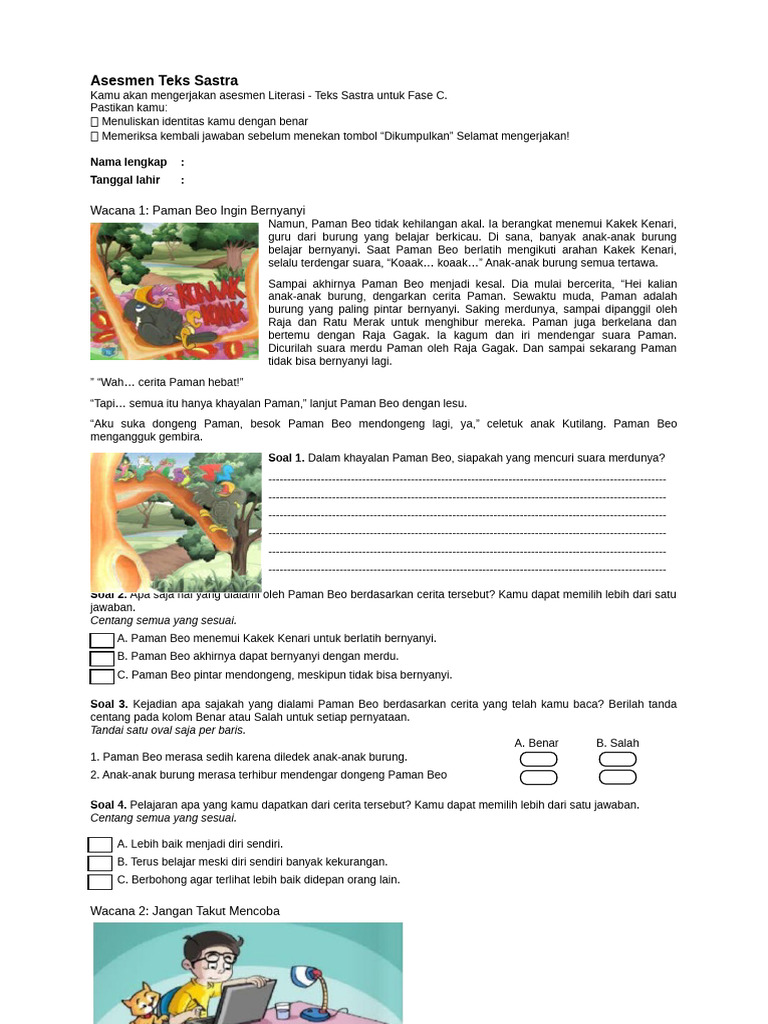 Asesmen Teks Sastra | PDF