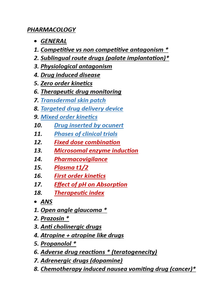 Pharmacology Prev. Year Papers | PDF | Drugs | Pharmacology