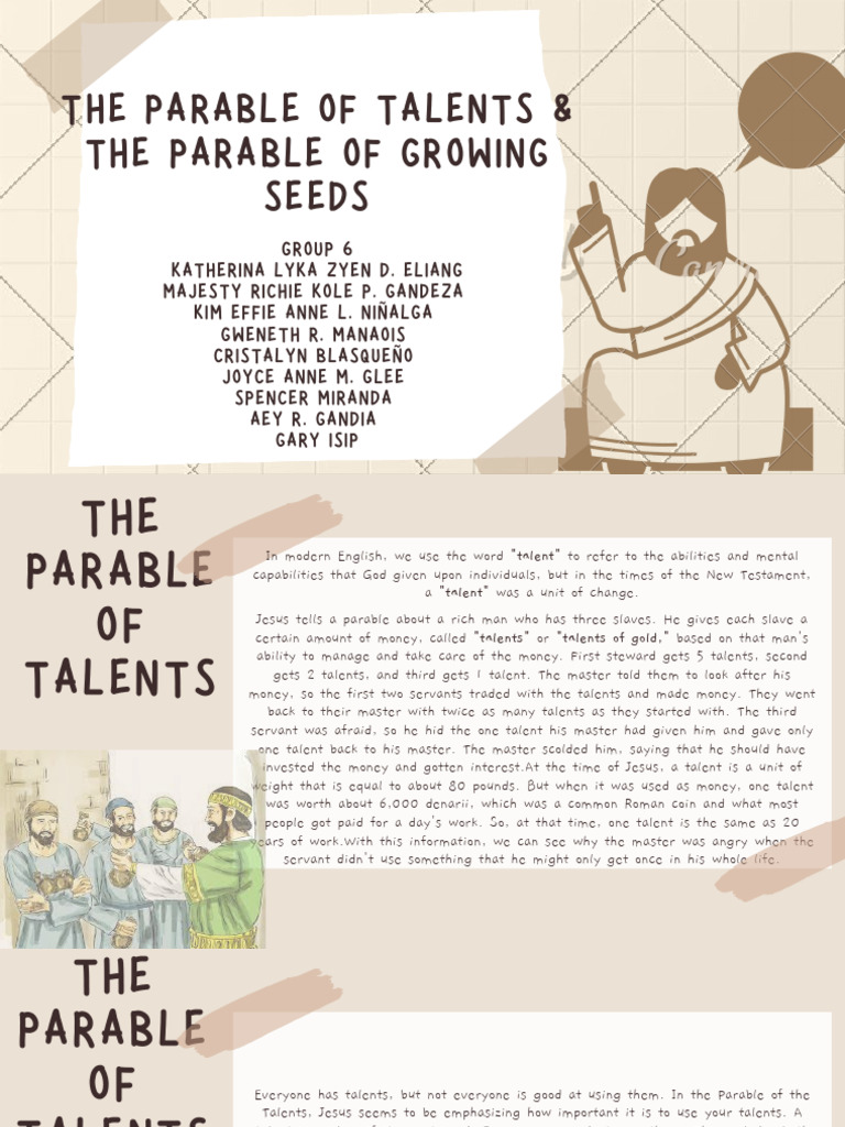 Parables of Talents and Growing Seeds | PDF | Jesus | Gospel Of Mark