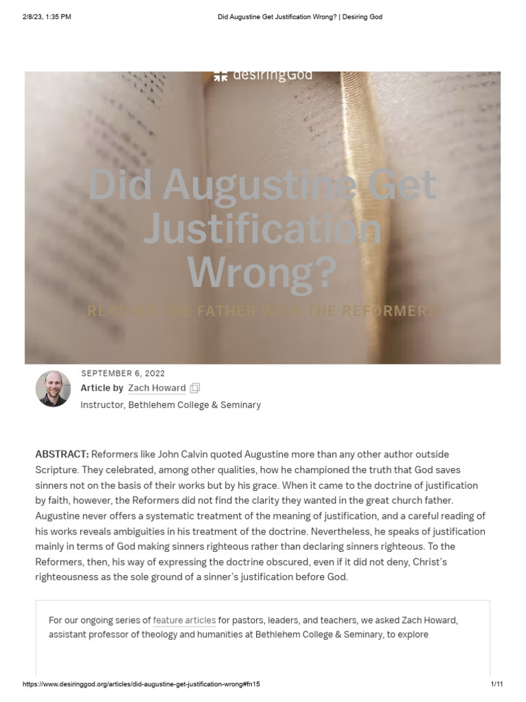 Augustine's View on Justification Explained | PDF | Justification ...