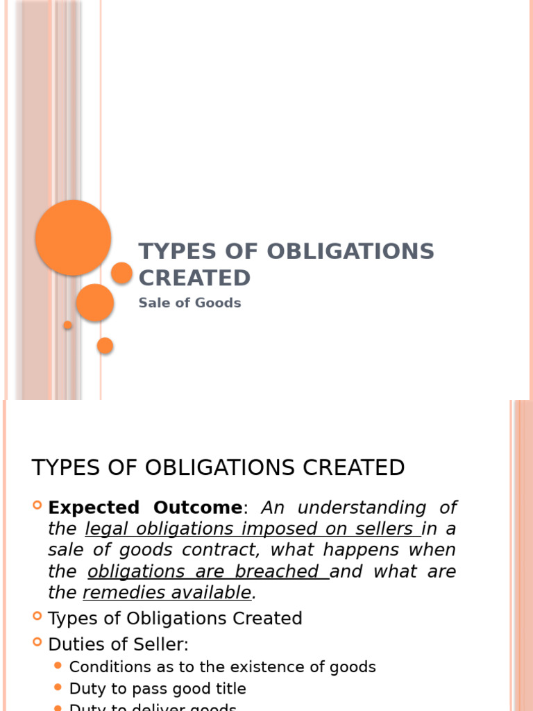 Legal Obligations in Sale of Goods | PDF | Breach Of Contract | Sales