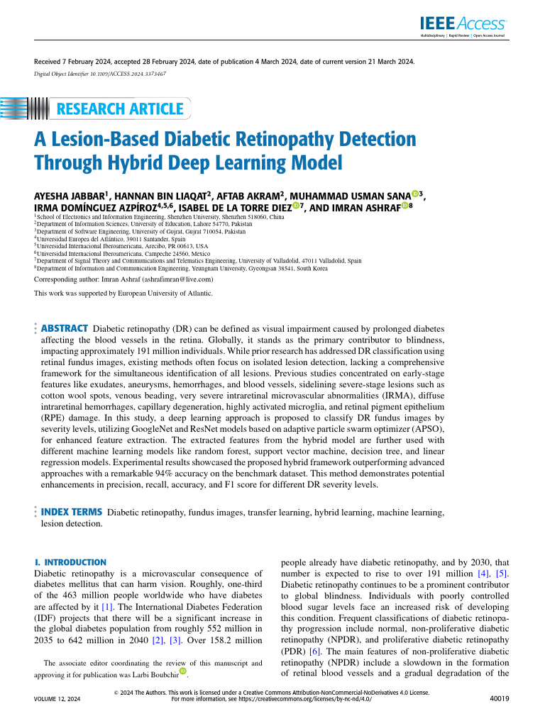 A Lesion-Based Diabetic Retinopathy Detection Through Hybrid Deep Learning Model | PDF | Retina ...