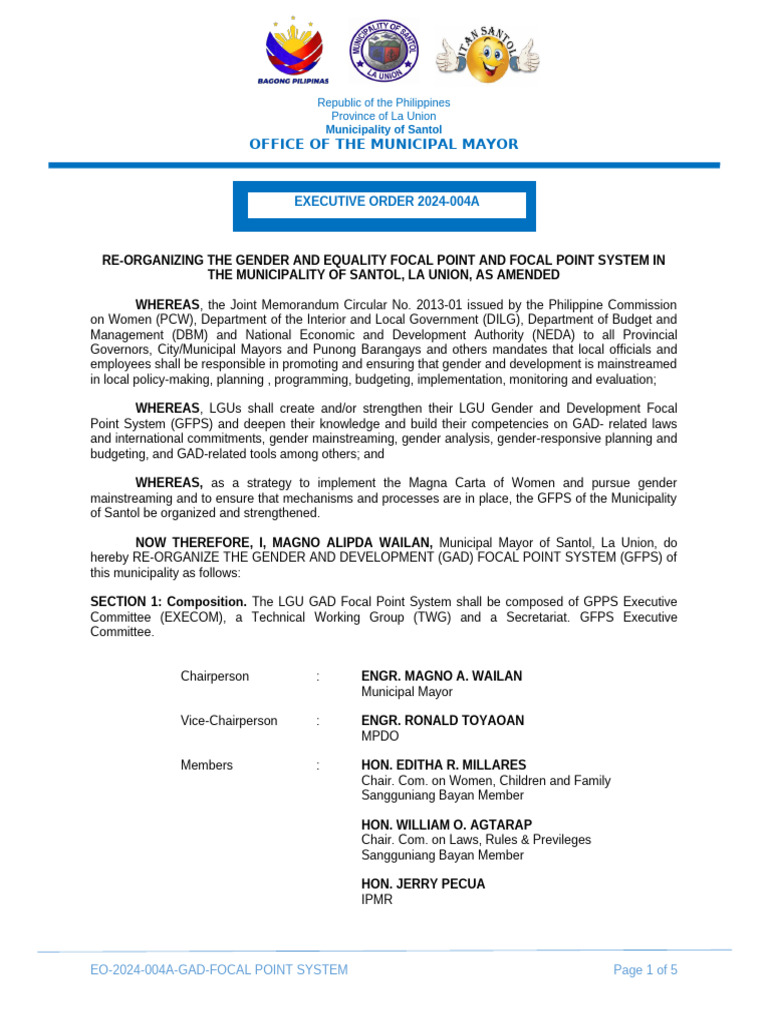 Eo-2024-004a-Gender and Equality Focal Point | PDF | Government