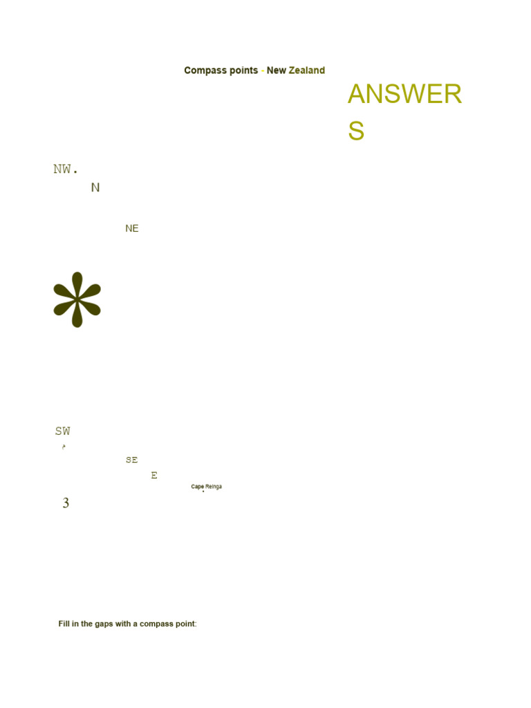 Compass Points in New Zealand Geography | PDF