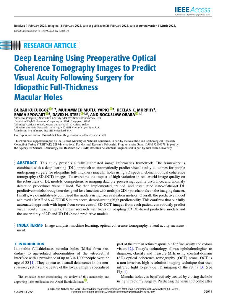 Deep Learning Using Preoperative Optical Coherence Tomography Images To Predict Visual Acuity ...