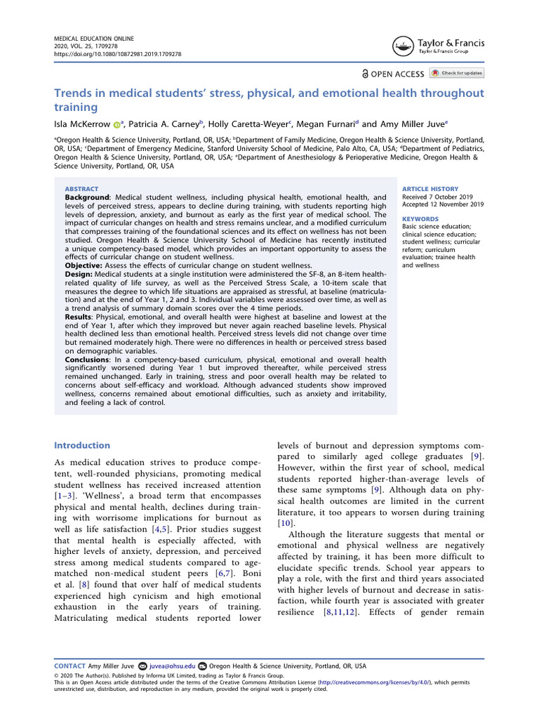 Trends in Medical Students Stress (Portland Usa) | PDF | Occupational ...