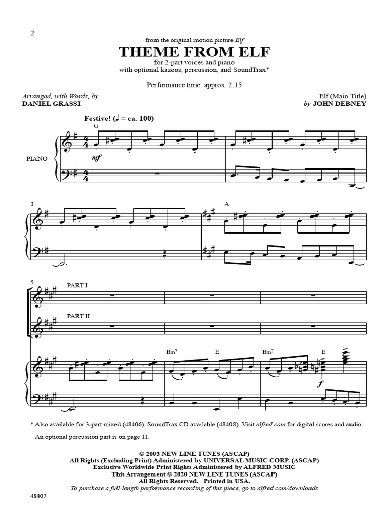 Theme From Elf | PDF | Musical Instruments | Percussion Instruments