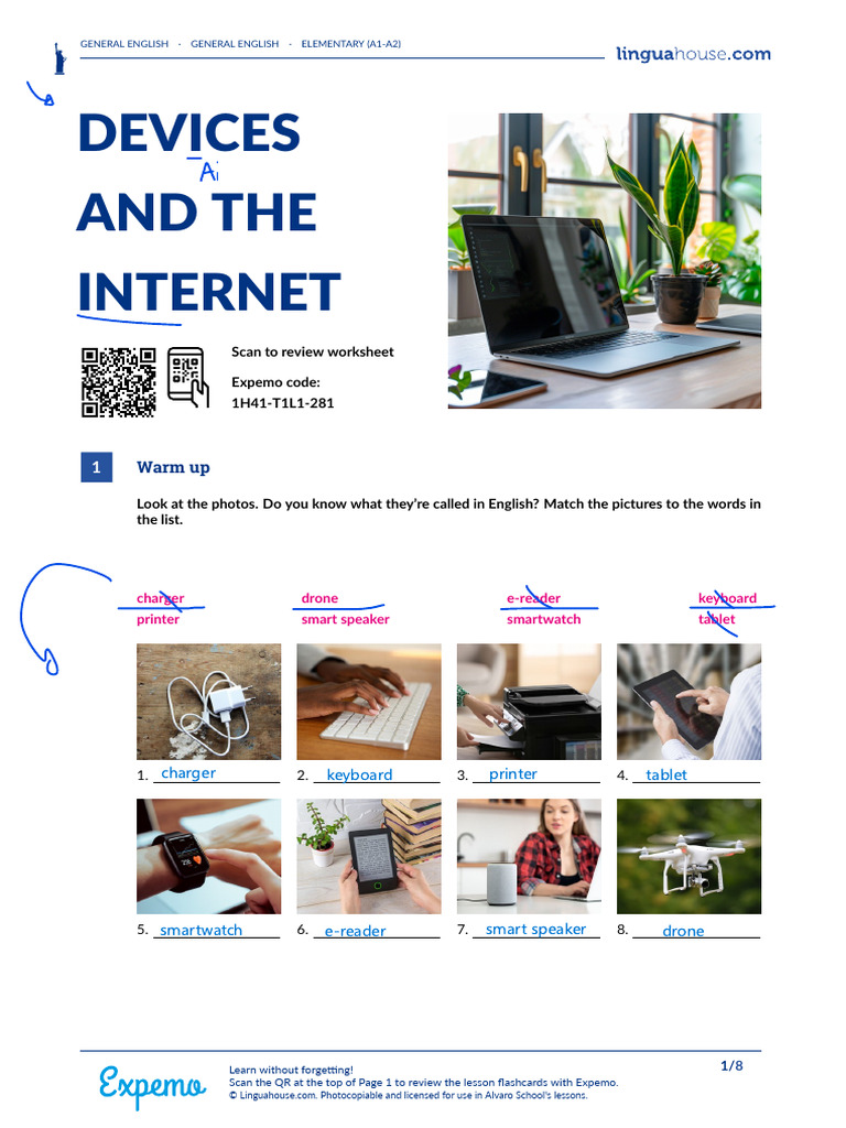 Devices and The Internet American English Teacher A1 A2 | PDF | Computing