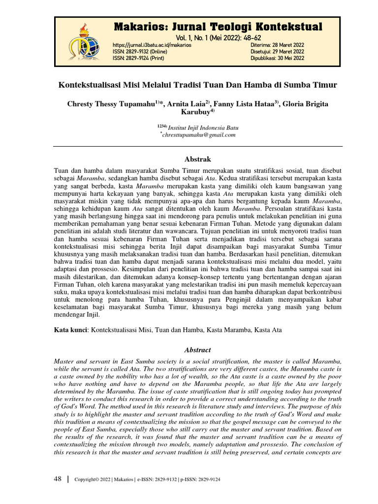 Misi dan Tradisi Tuan-Hamba Sumba | PDF