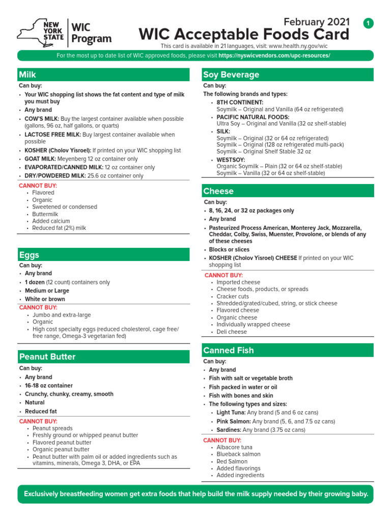 Wic Food Card | PDF | Oatmeal | Cereals