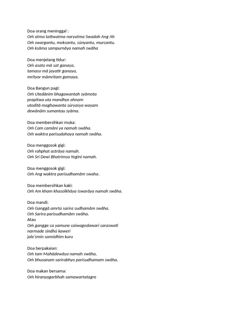 Doa Doa Menurut Hindu | PDF